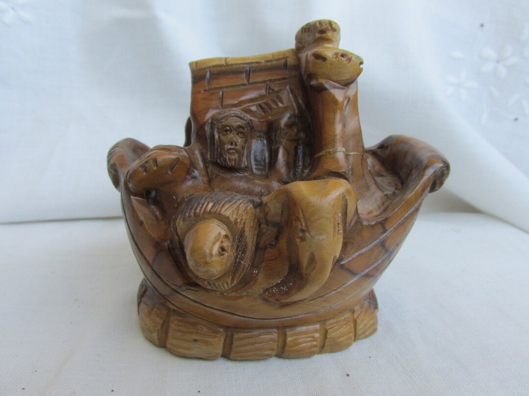 Wooden Carved Noah's Ark - Vintage - Etsy