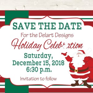 Santa Claus Party Invite or Save the Date, Secret Gift Exchange ...