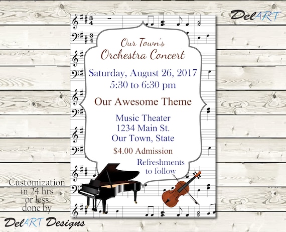 Orchestra Concert Invite Piano Recital Invitation Music | Etsy