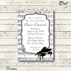 Orchestra Concert Invite, Piano Recital Invitation, Music Recital, Made ...
