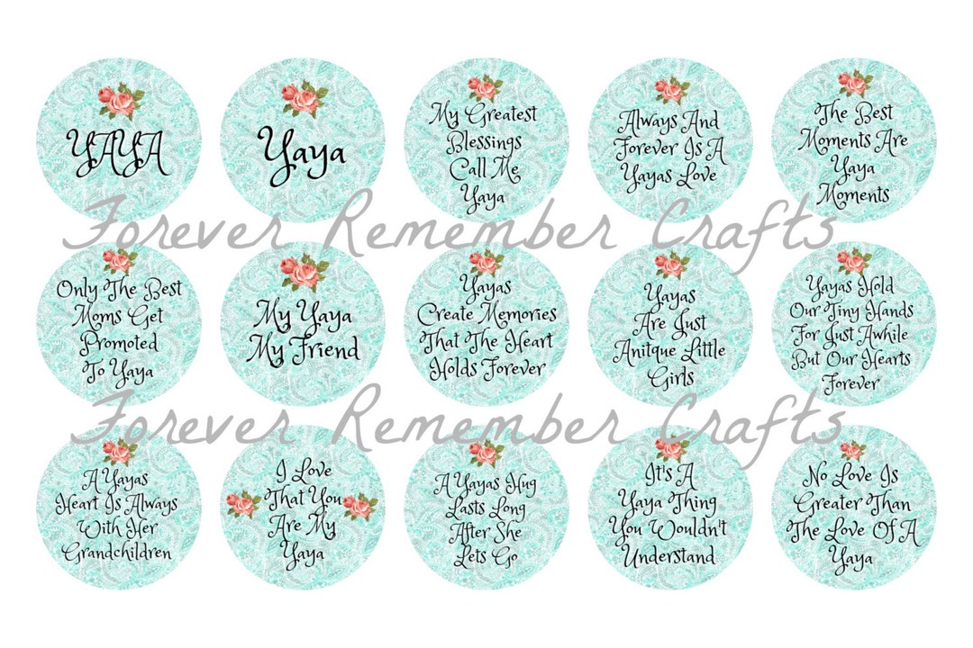 INSTANT DOWNLOAD Yaya Quotes & Sayings 1 Inch Bottle Cap Image Sheets ...