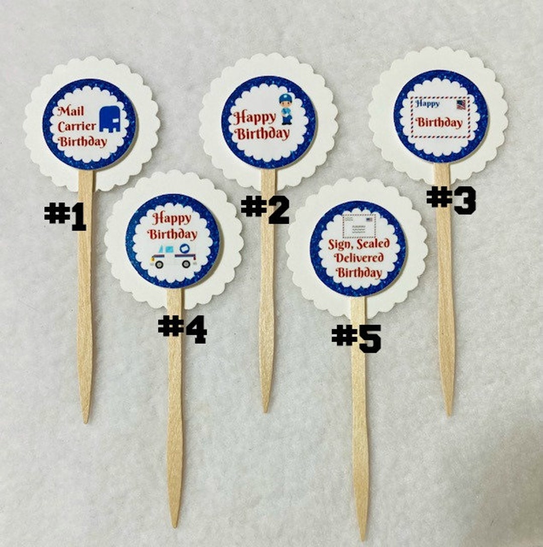 Set of 12 Personalized Postal Mail Carrier Birthday Party Cupcake ...