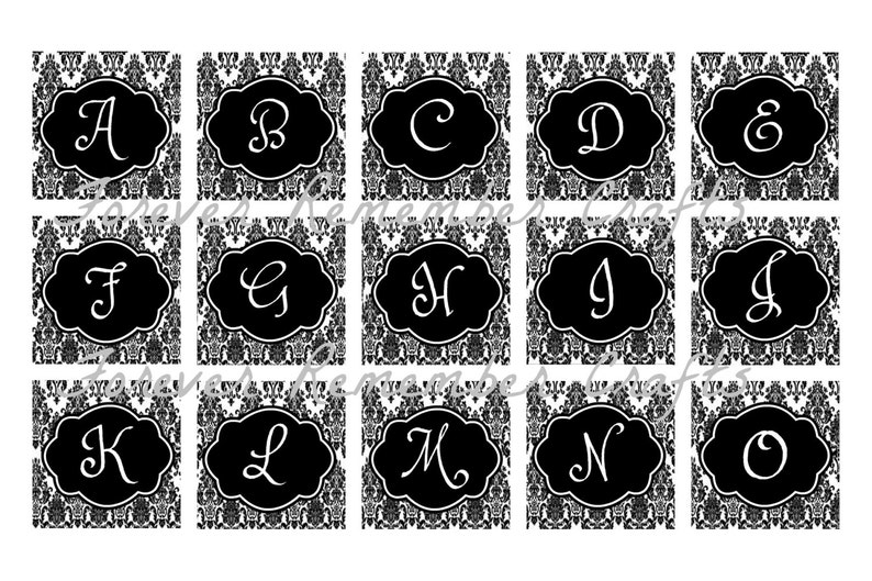 INSTANT DOWNLOAD Black Damask Alphabet Letters Square 1x1 - Etsy