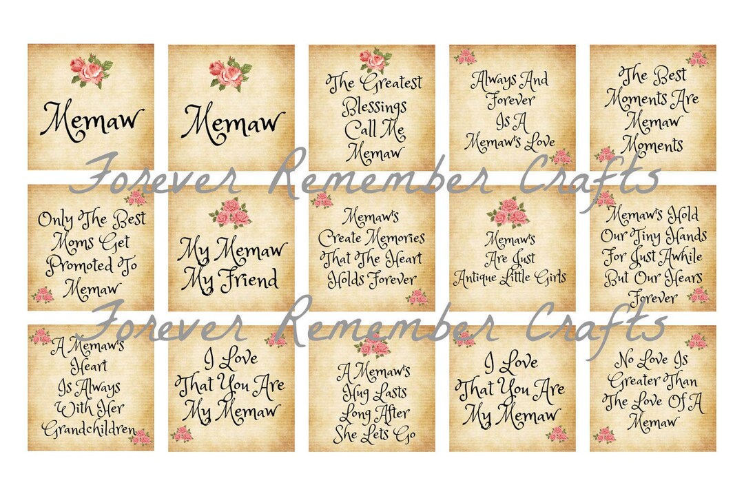 INSTANT DOWNLOAD Memaw Quotes & Sayings Square 1x1 Image Sheets digital ...