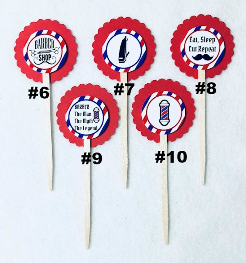 Set of 12 Barber Barber Shop Cupcake Toppers your Choice of | Etsy