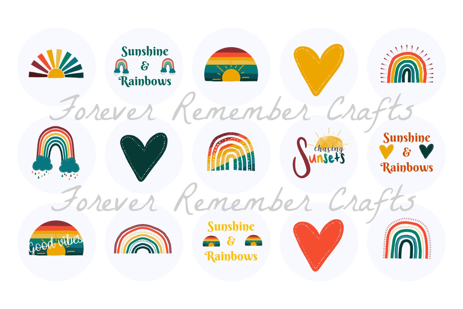 INSTANT DOWNLOAD Sunshine & Rainbows 1 Inch Bottle Cap Image | Etsy