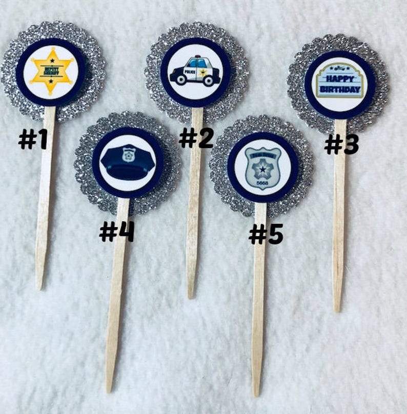 Set of 12 Personalized Police Birthday Party Cupcake Toppers - Etsy