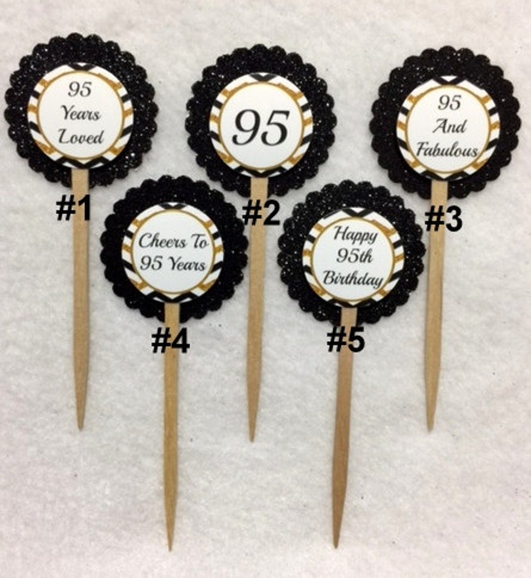 Set of 12 Personalized 95th Birthday Party Cupcake Toppers you Choice ...