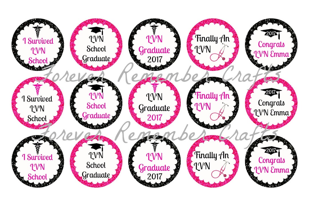 ANY YEAR LVN Instant Download School Graduation 2017 1 Inch Bottle Cap ...