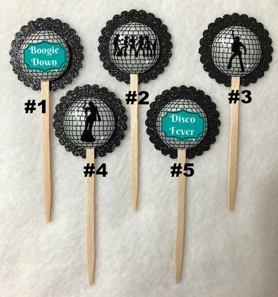 Set Of 12 Personalized Disco Party Cupcake Toppers Your | Etsy