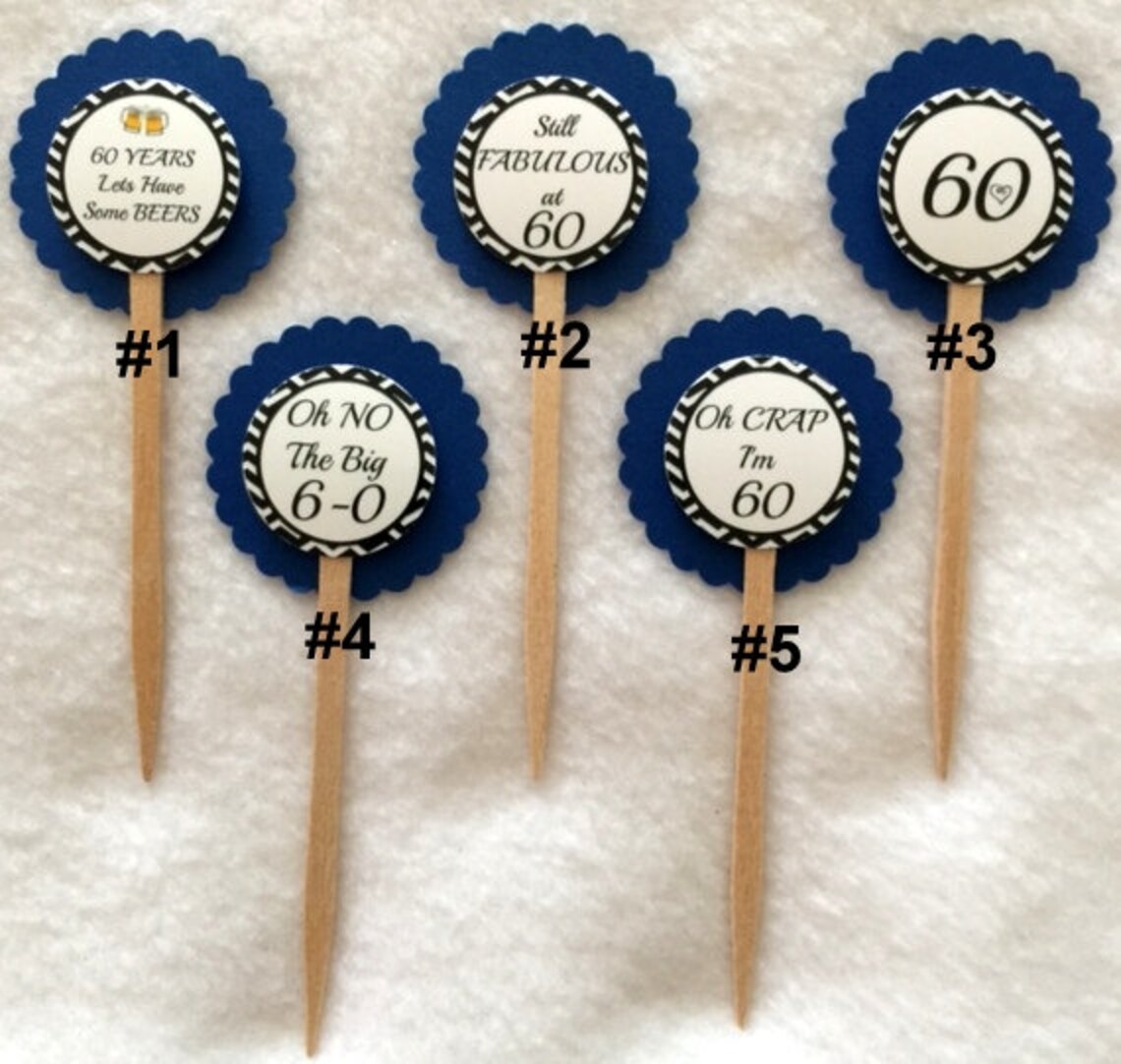 Set of 12 Customized 60th Birthday Party Cupcake Toppers your - Etsy