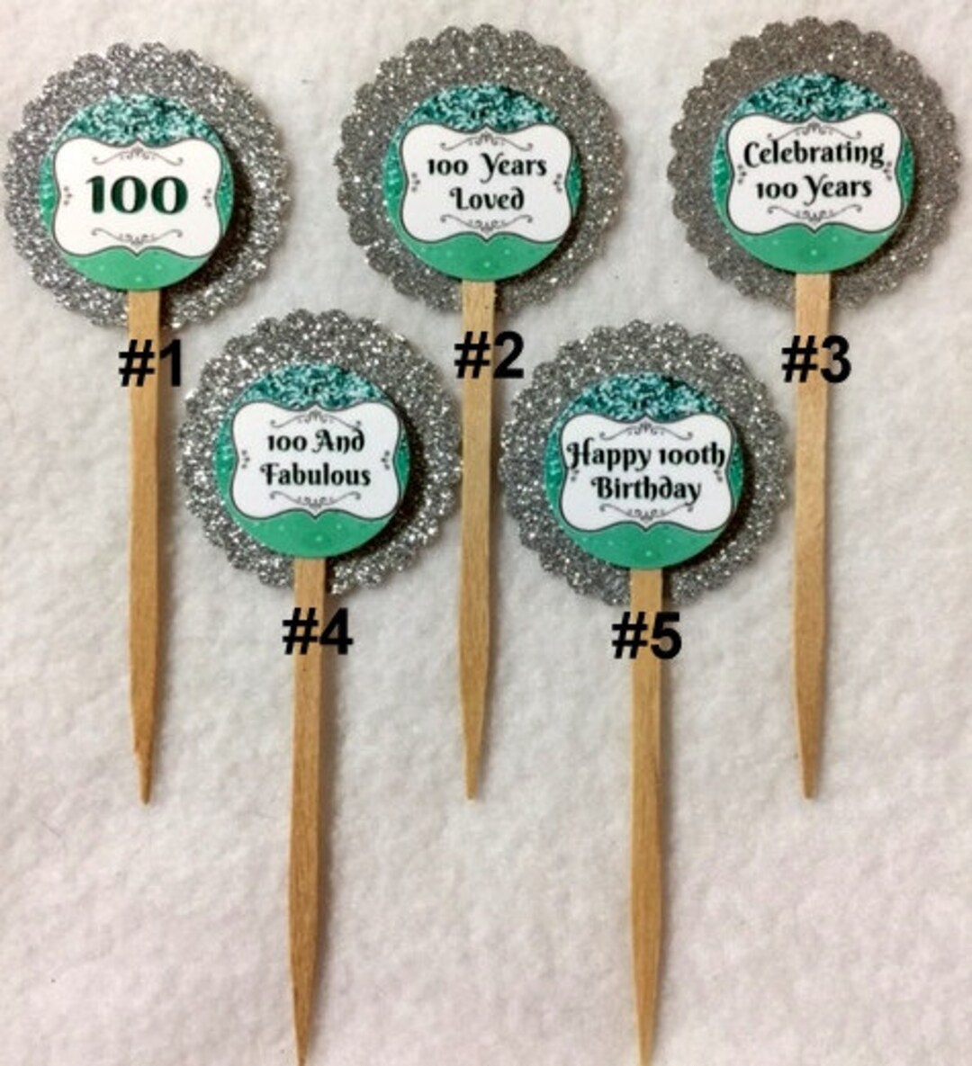 Set of 12 Personalized 100th Birthday Party Cupcake Toppers you Choice ...