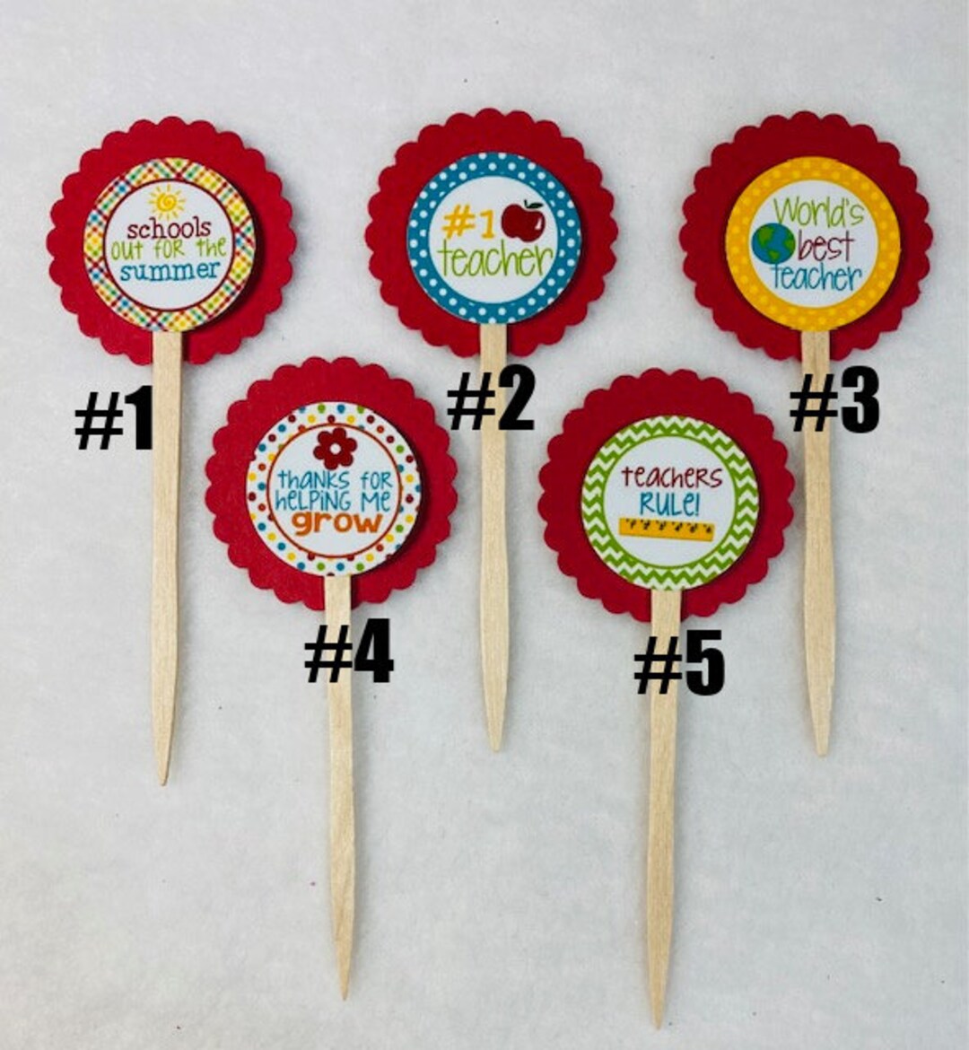 Set Of 12 Teacher Appreciation Cupcake Toppers Your Choice Of 12 Etsy