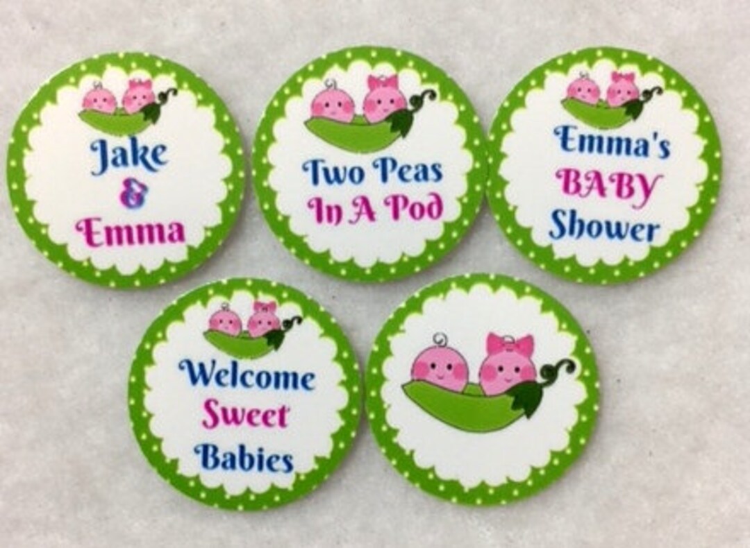 Set of 50/100/150/200 Personalized Two Peas in A Pod Boy & Girl Twins ...