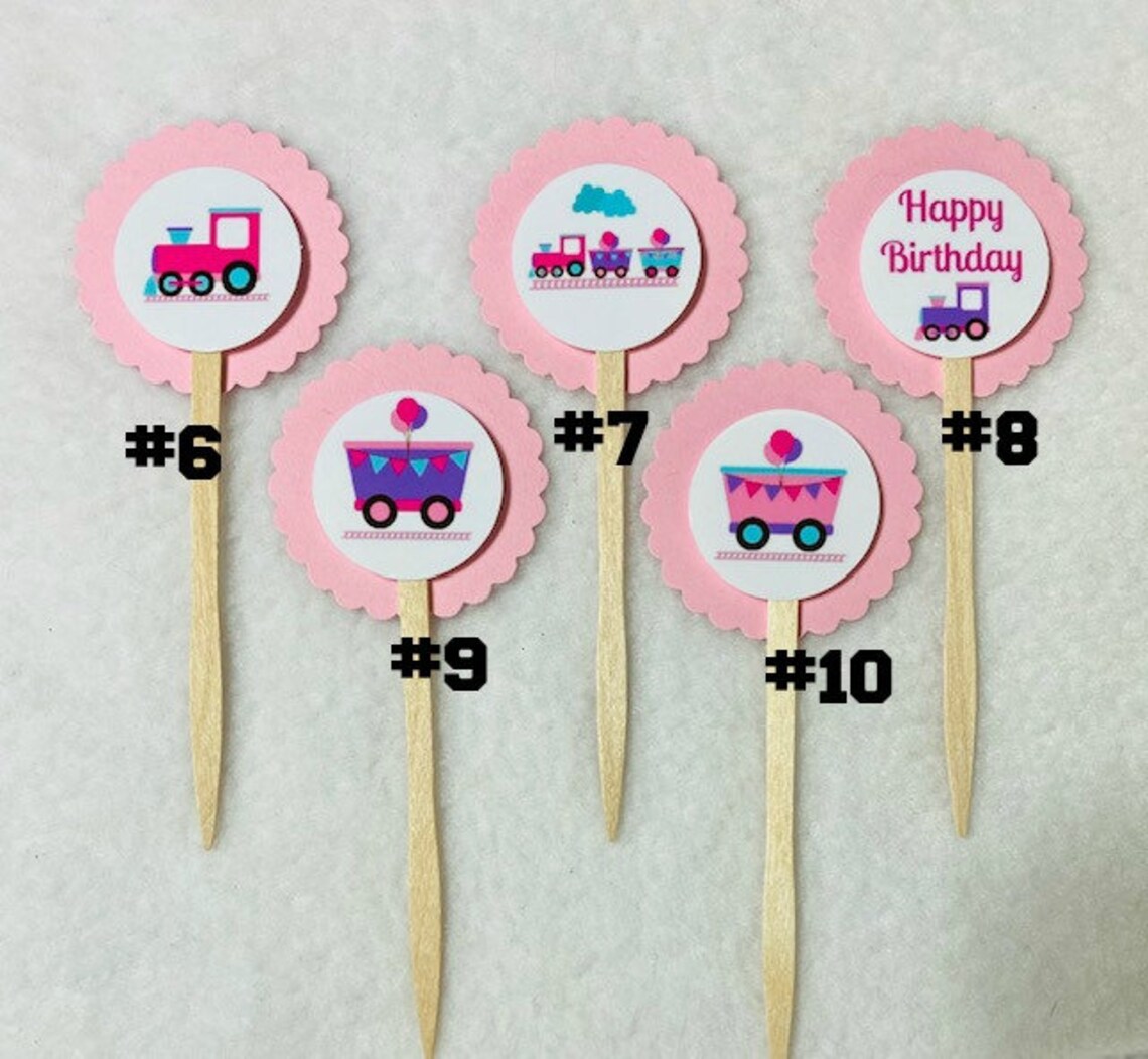 Set of 12 Personalized Girl Train Choo Choo Birthday Party | Etsy