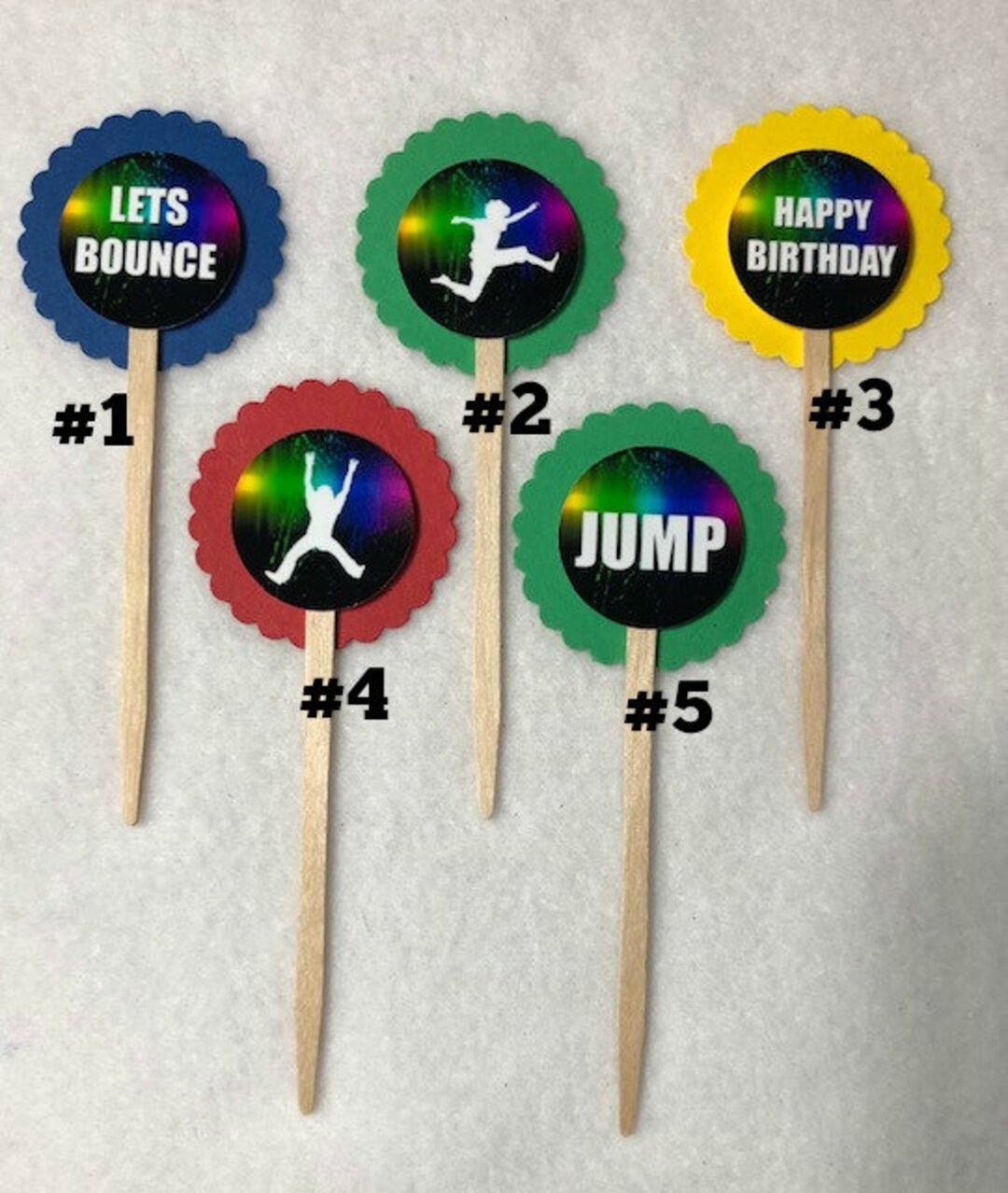 Set of 12 Personalized Jump Bouncing Birthday Party Cupcake Toppers ...