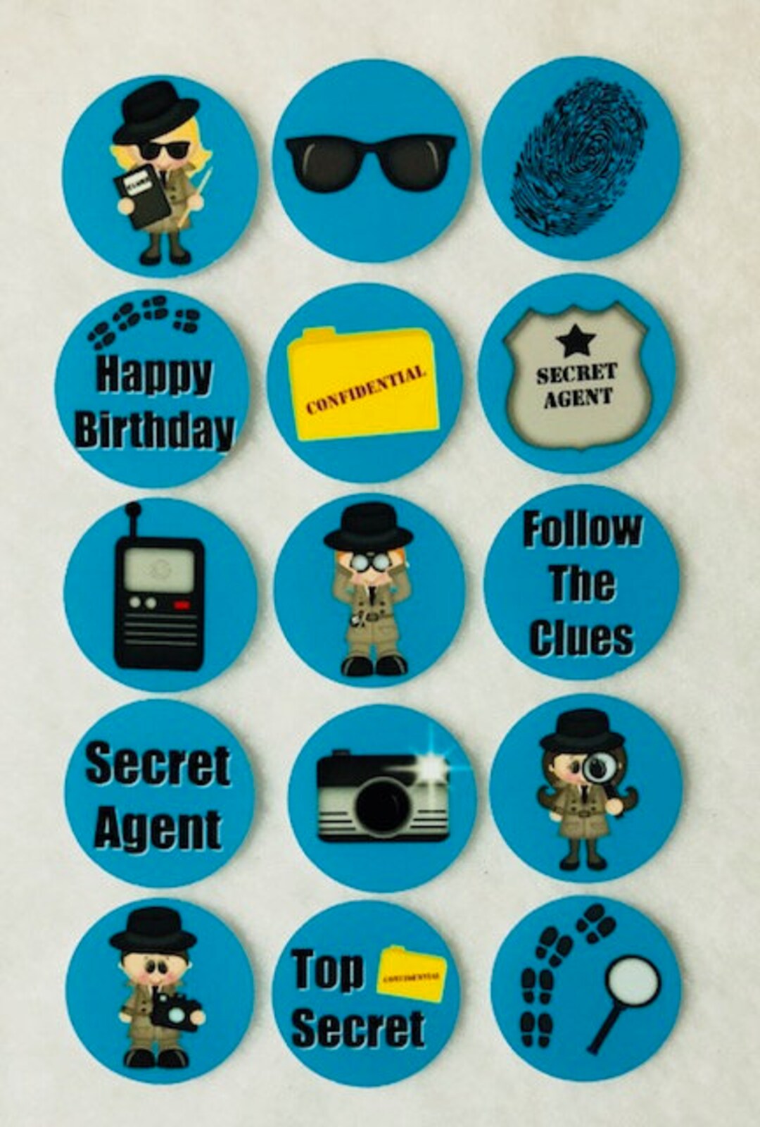 Set of 50/100/150/200 Detective Secret Agent Birthday Party 1 Inch ...