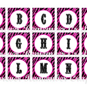 INSTANT DOWNLOAD Two Zebra Alphabet Letters Square 1 Inch Bottle Cap ...
