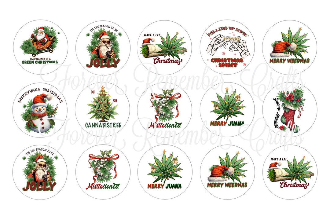 INSTANT DOWNLOAD Weed Marijuana Christmas Sayings 1 Inch Bottle Cap ...