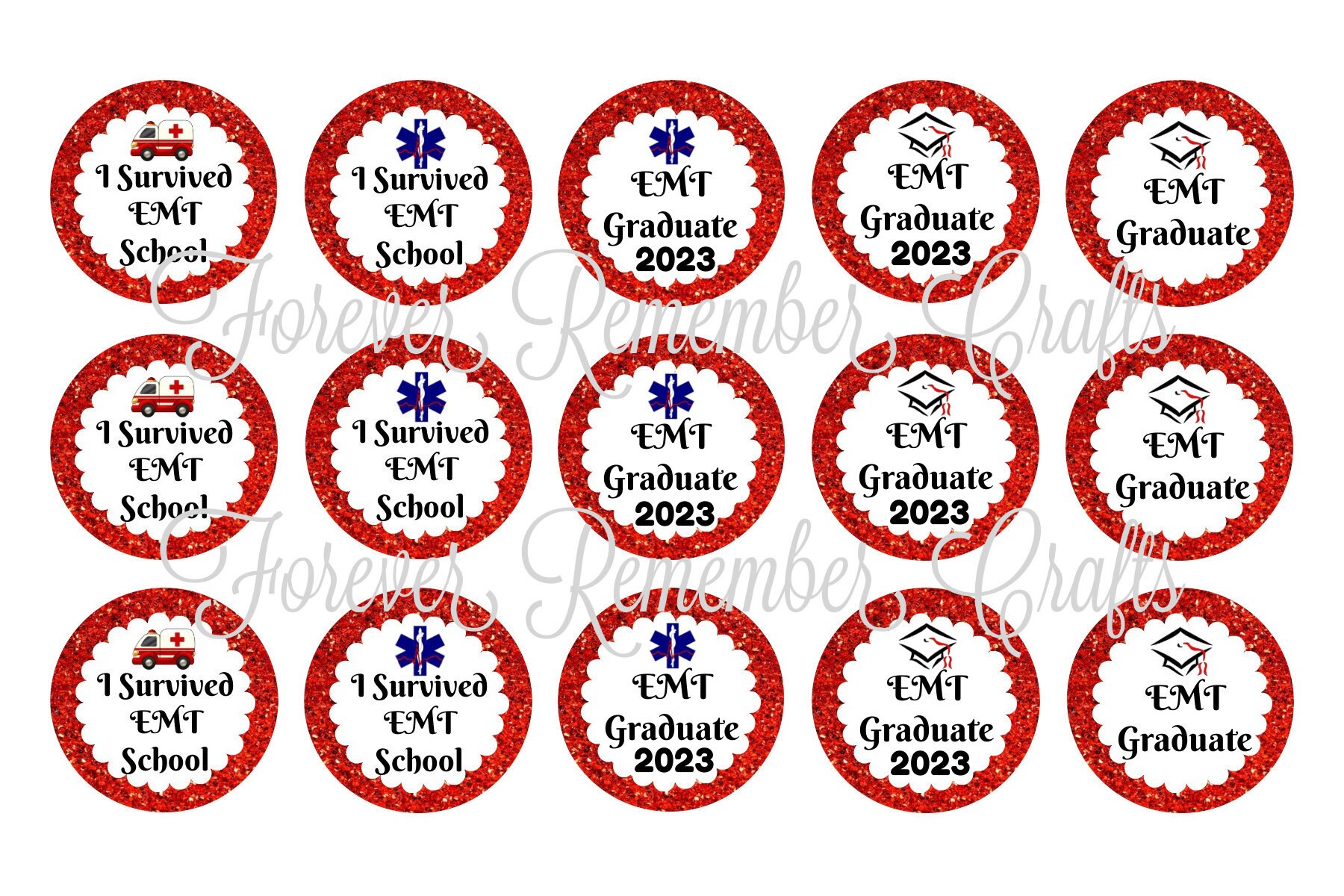 ANY YEAR EMT Graduation 1 Inch Bottle Cap Image Sheets digital Image ...