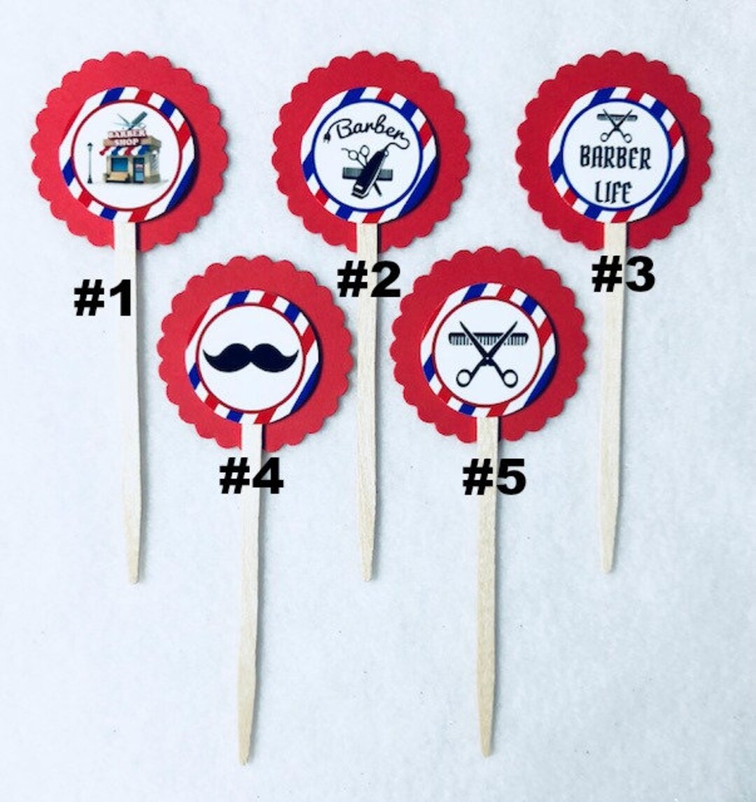 Set of 12 Barber Barber Shop Cupcake Toppers your Choice of Any 12 - Etsy