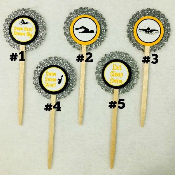 Swim Cupcake Toppers - Etsy