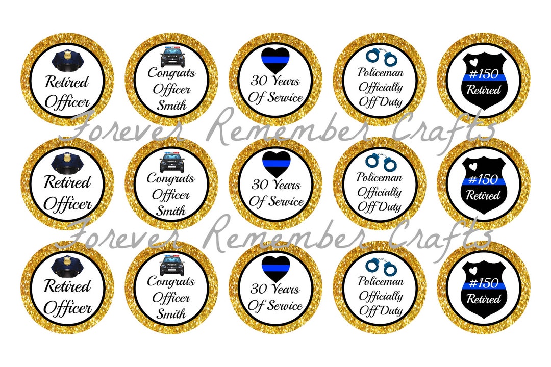 Personalized Police Retirement 1 Inch Bottle Cap Image Sheets digital ...