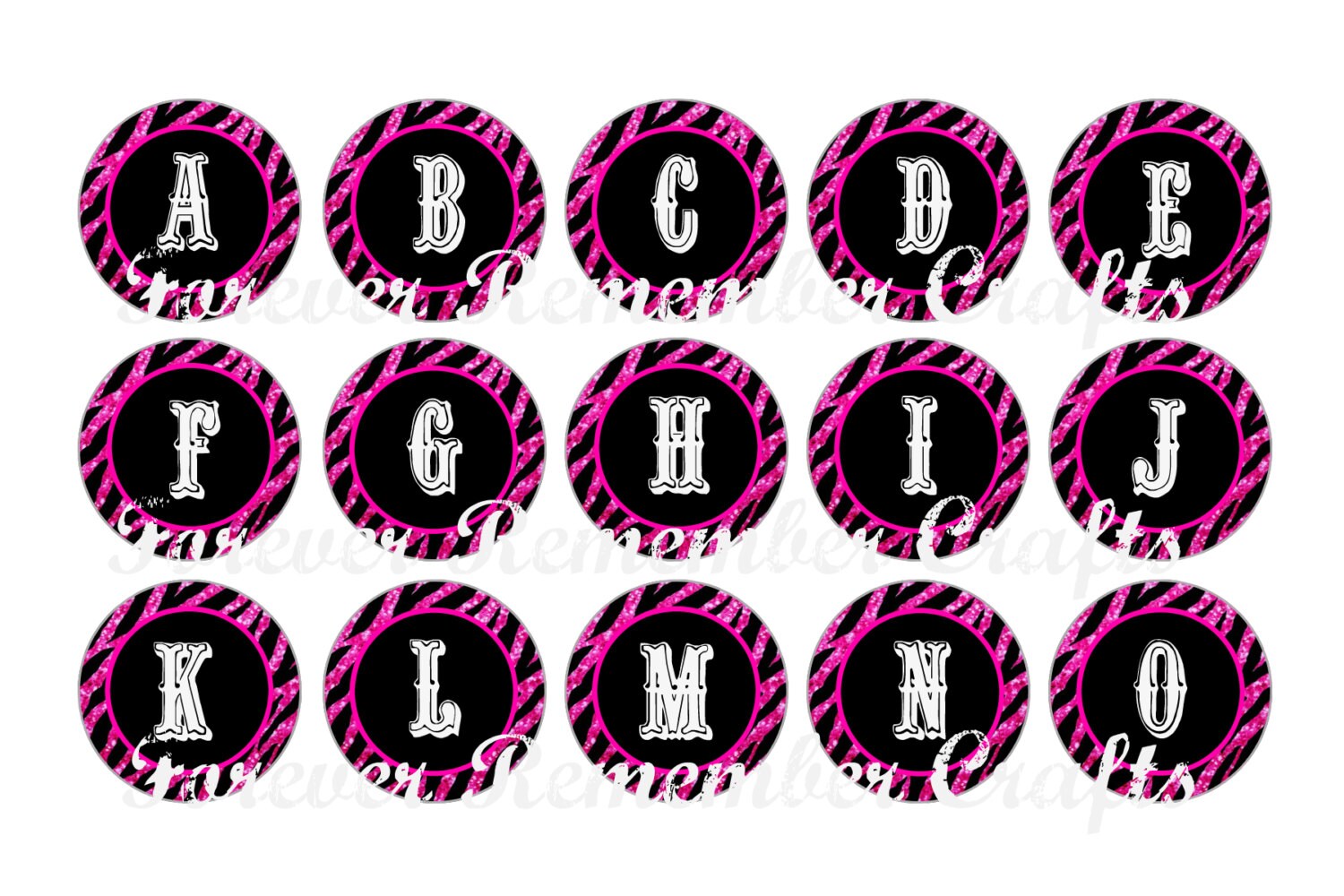 INSTANT DOWNLOAD Two Zebra Alphabet Letters Circle 1 Inch - Etsy
