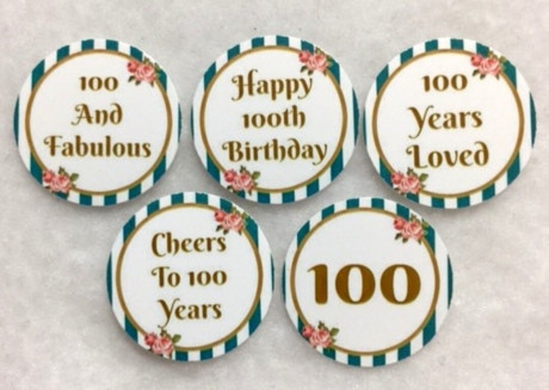 Set of 50/100/150/200 Personalized 100th Birthday Party 1 Inch Circle ...