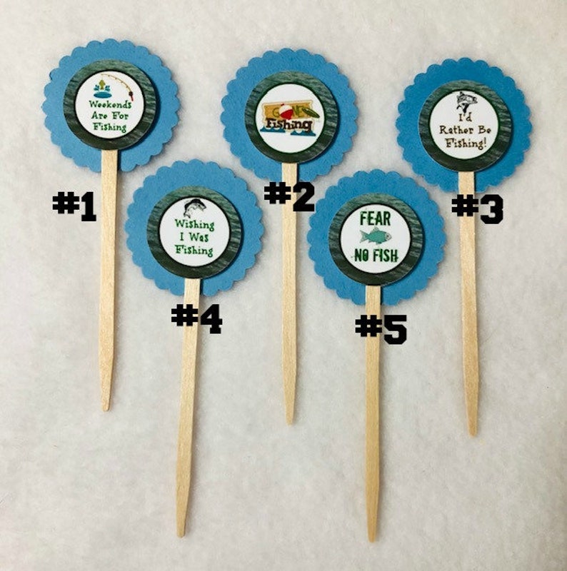 Set of 12 Fishing Cupcake Toppers your Choice of 12 | Etsy