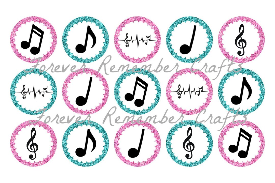 INSTANT DOWNLOAD Music Notes 1 Inch Bottle Cap Image Sheets digital ...