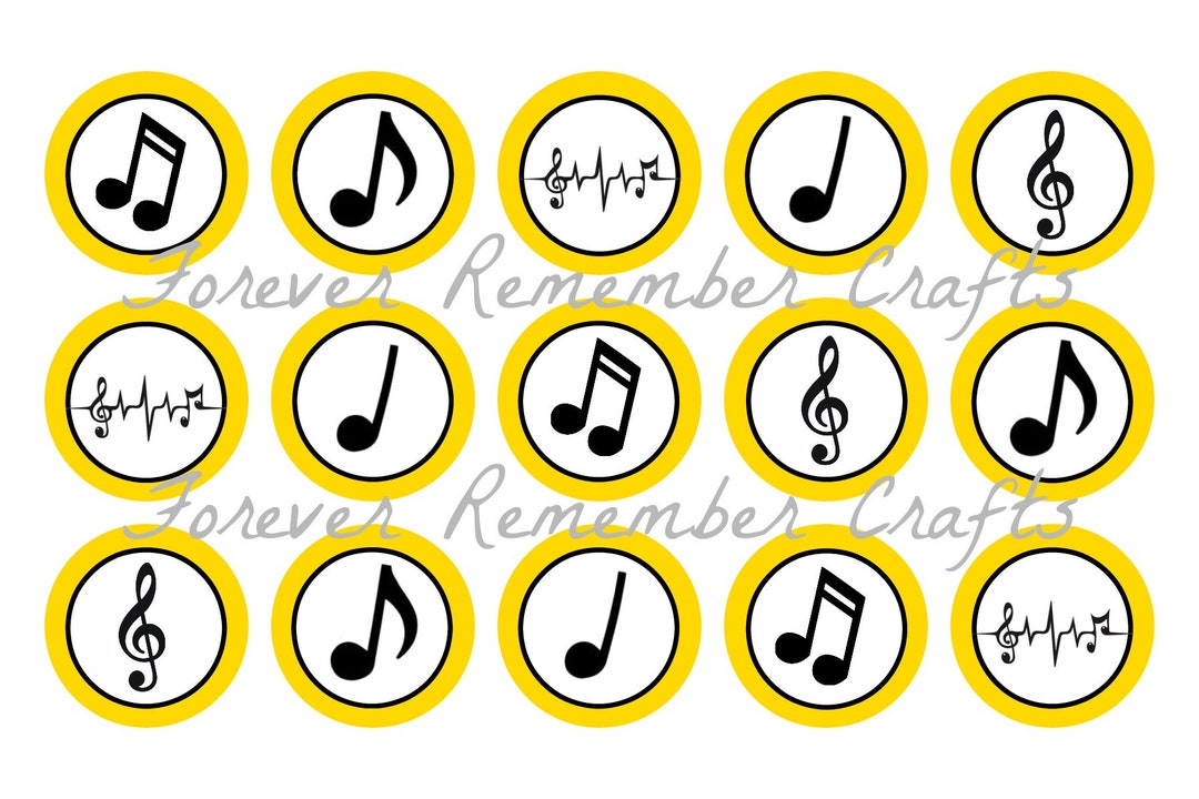 INSTANT DOWNLOAD Music Notes 1 Inch Bottle Cap Image Sheets digital ...