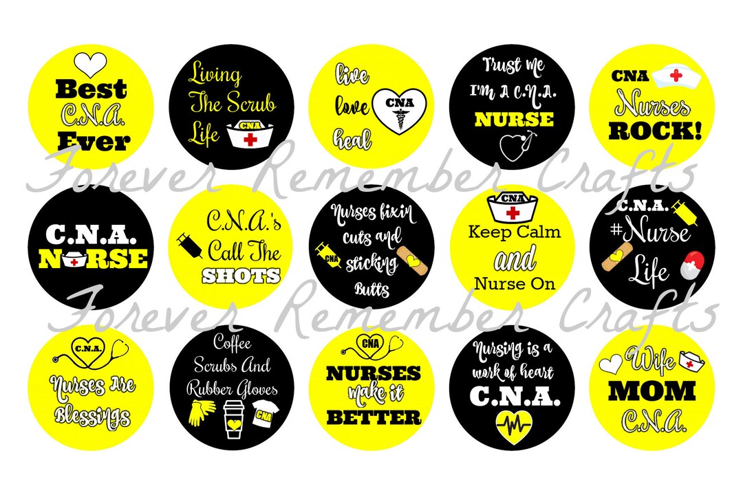 INSTANT DOWNLOAD CNA Certified Nursing Assistant 1 Inch Bottle Cap ...