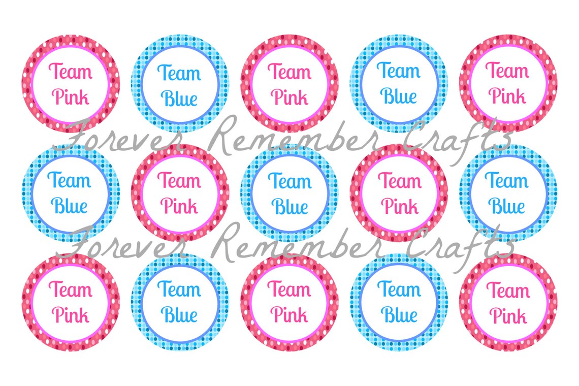 INSTANT DOWNLOAD Team Blue or Team Pink Gender Reveal 1 Inch - Etsy
