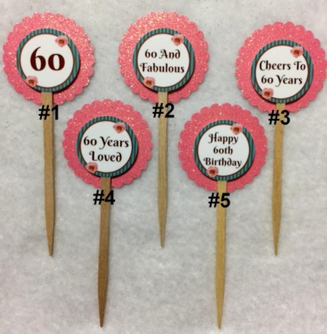 Set of 12 Personalized 60th Birthday Party Cupcake Toppers - Etsy