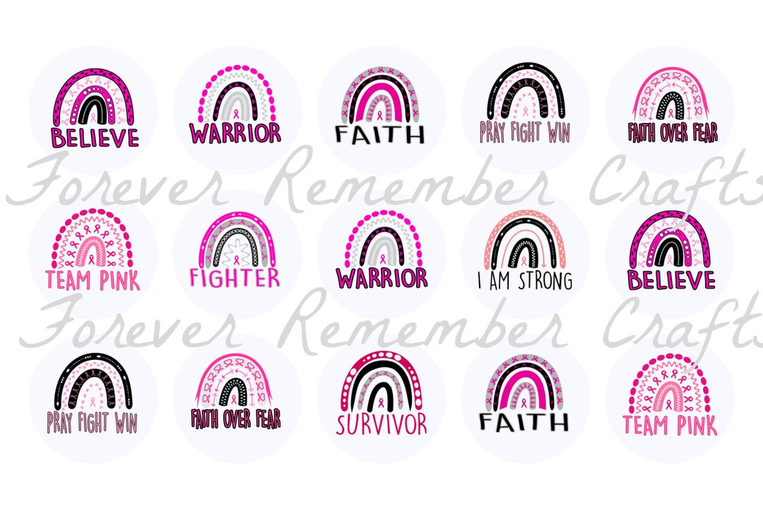 INSTANT DOWNLOAD Breast Cancer Rainbow Sayings 1 Inch Bottle Cap Image ...