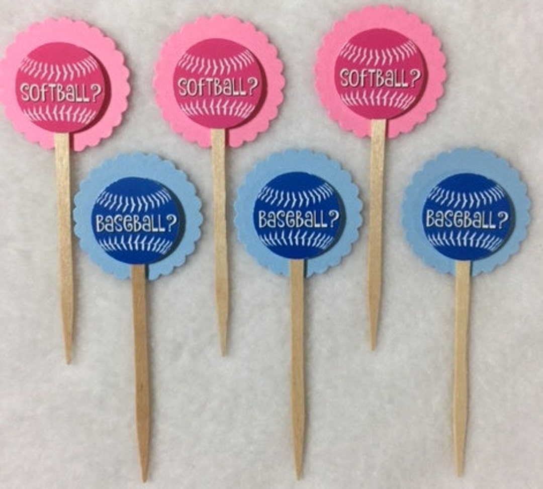Set of 12 Baby Shower Gender Reveal Baseball or Softball - Etsy