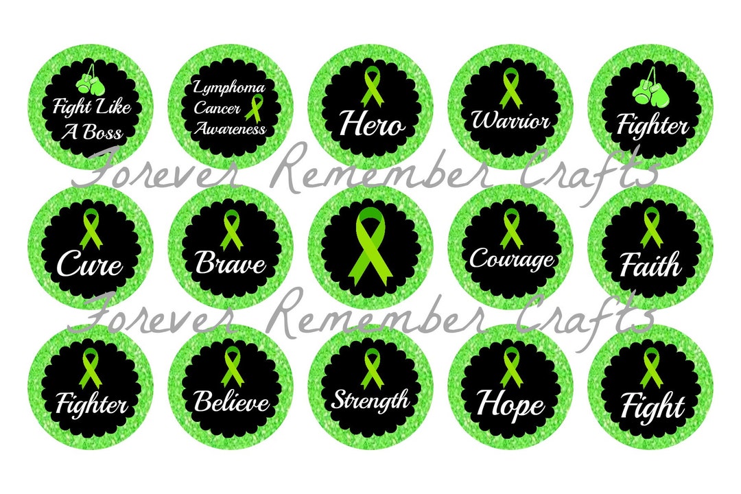 INSTANT DOWNLOAD Lymphoma Cancer 1 Inch Bottle Cap Image Sheets digital ...