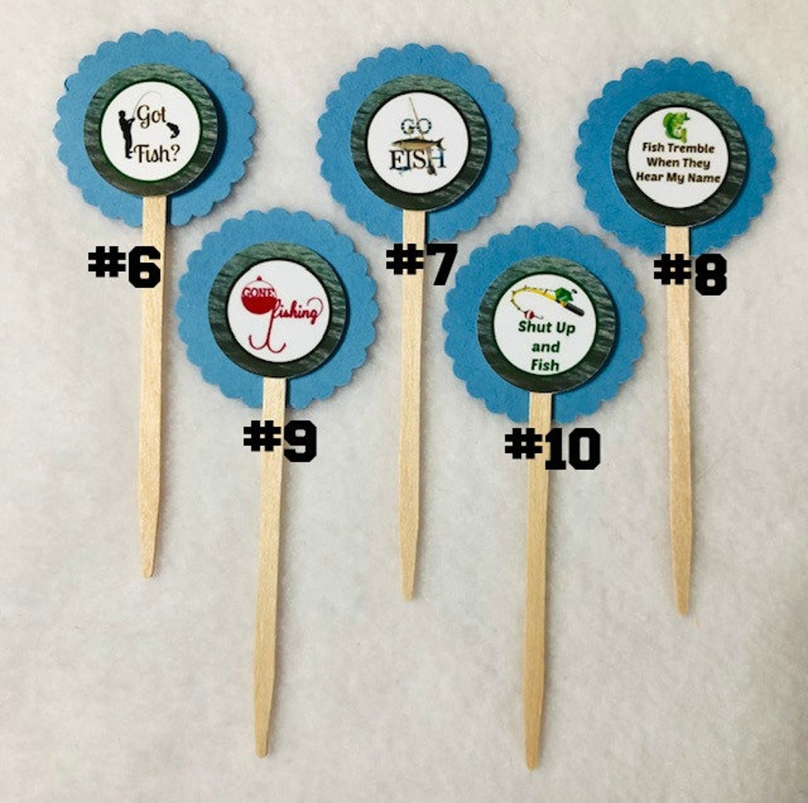 Set of 12 Fishing Cupcake Toppers your Choice of 12 | Etsy