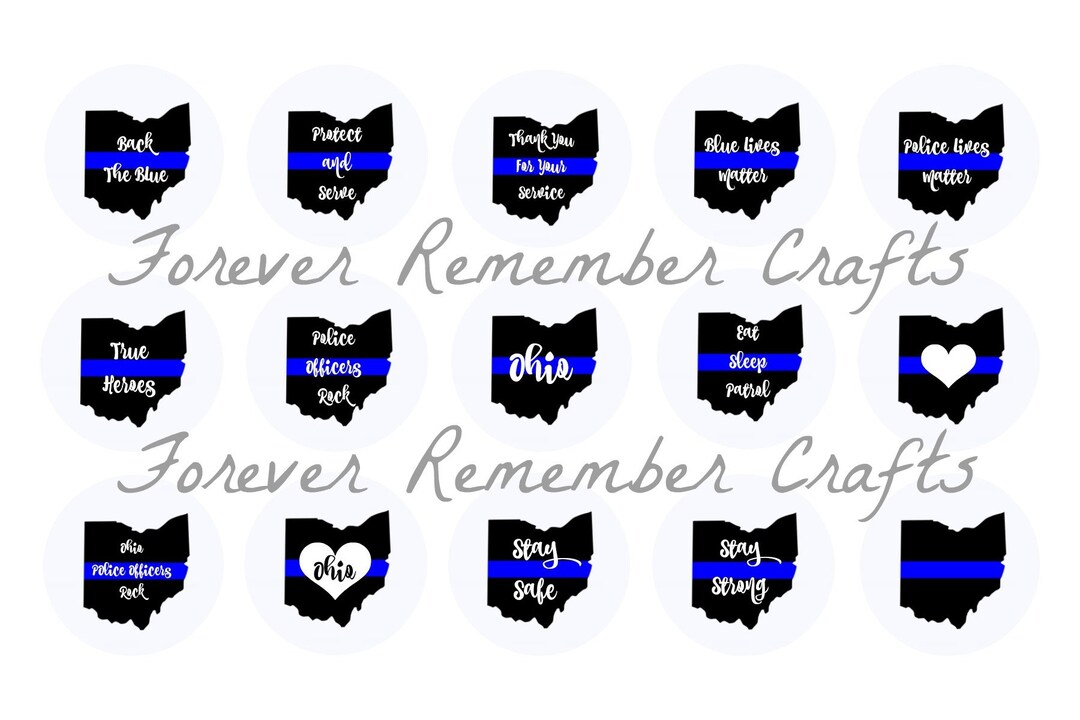 INSTANT DOWNLOAD Ohio Thin Blue Line Flag 1 Inch Bottle Cap Image ...