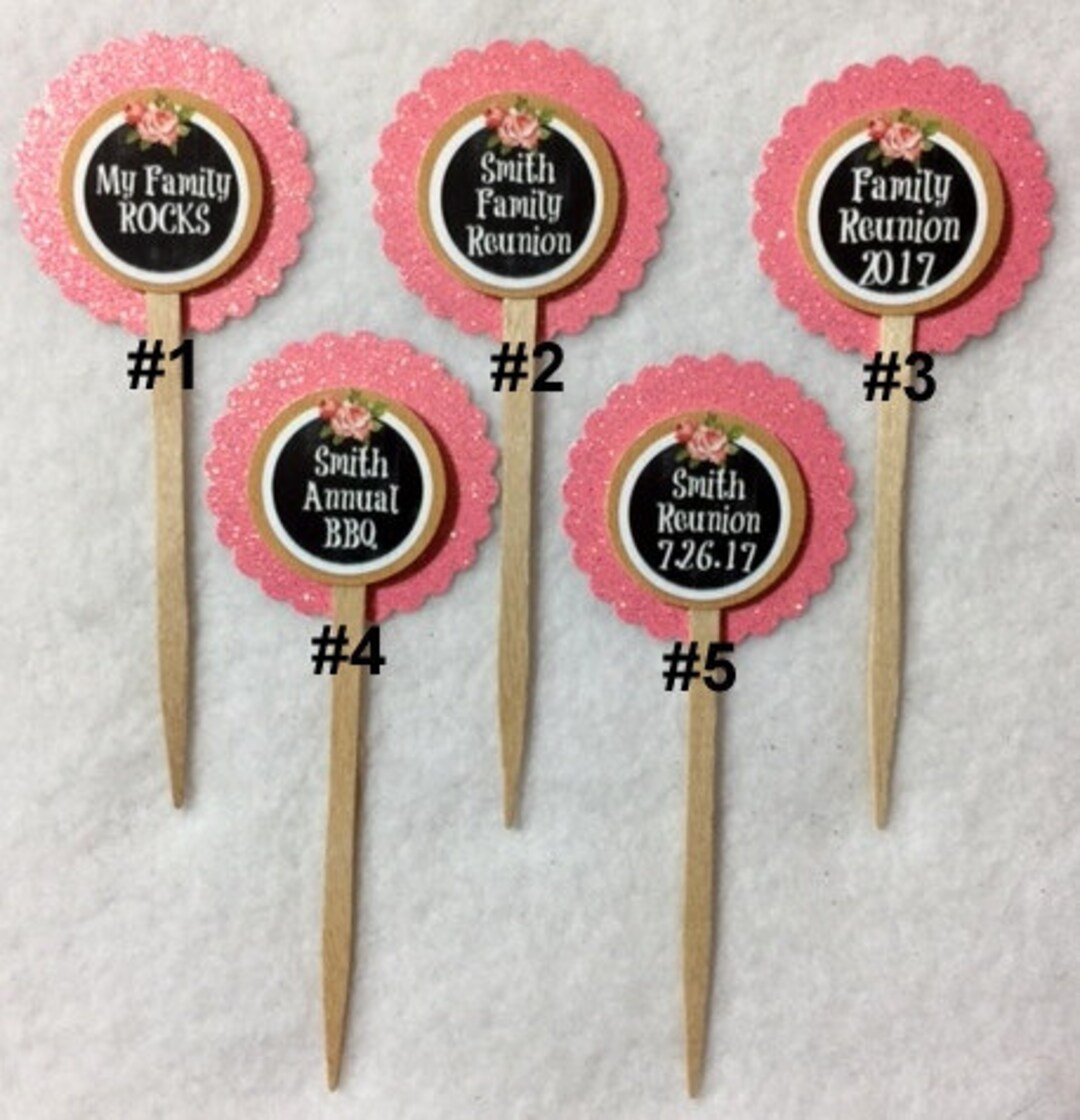 Set of 12 Personalized Family Reunion Cup Cake Toppers your Choice of ...