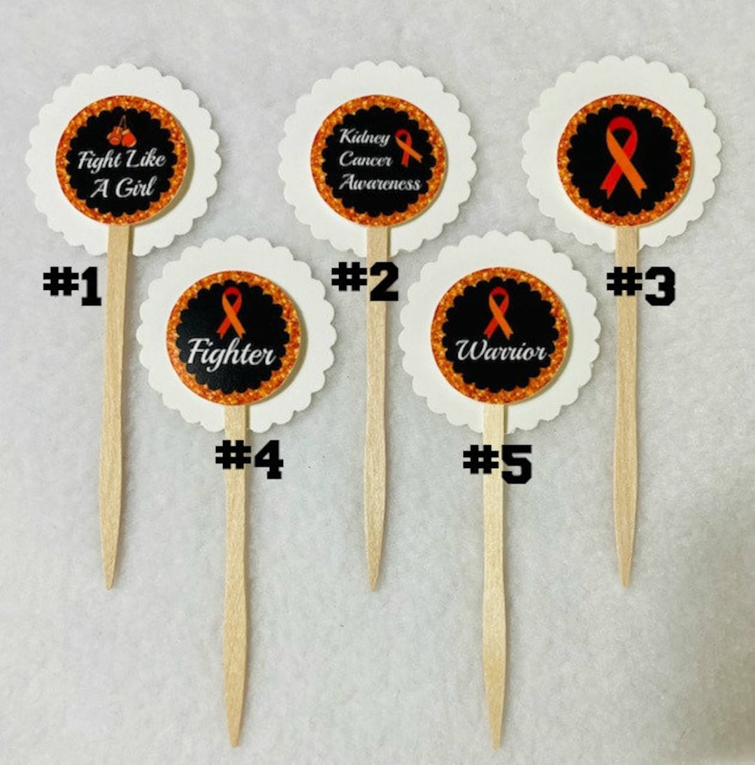 Set of 12 Personalized Kidney Cancer Awareness Cupcake Toppers your ...