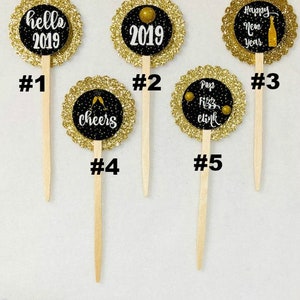 ANY YEAR Set of 12 Happy New Years Cupcake Toppers your Choice of Any ...