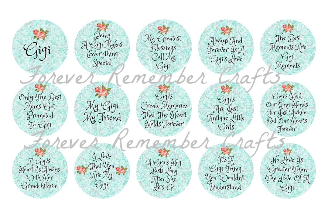 INSTANT DOWNLOAD Gigi Quotes & Sayings 1 Inch Bottle Cap Image - Etsy