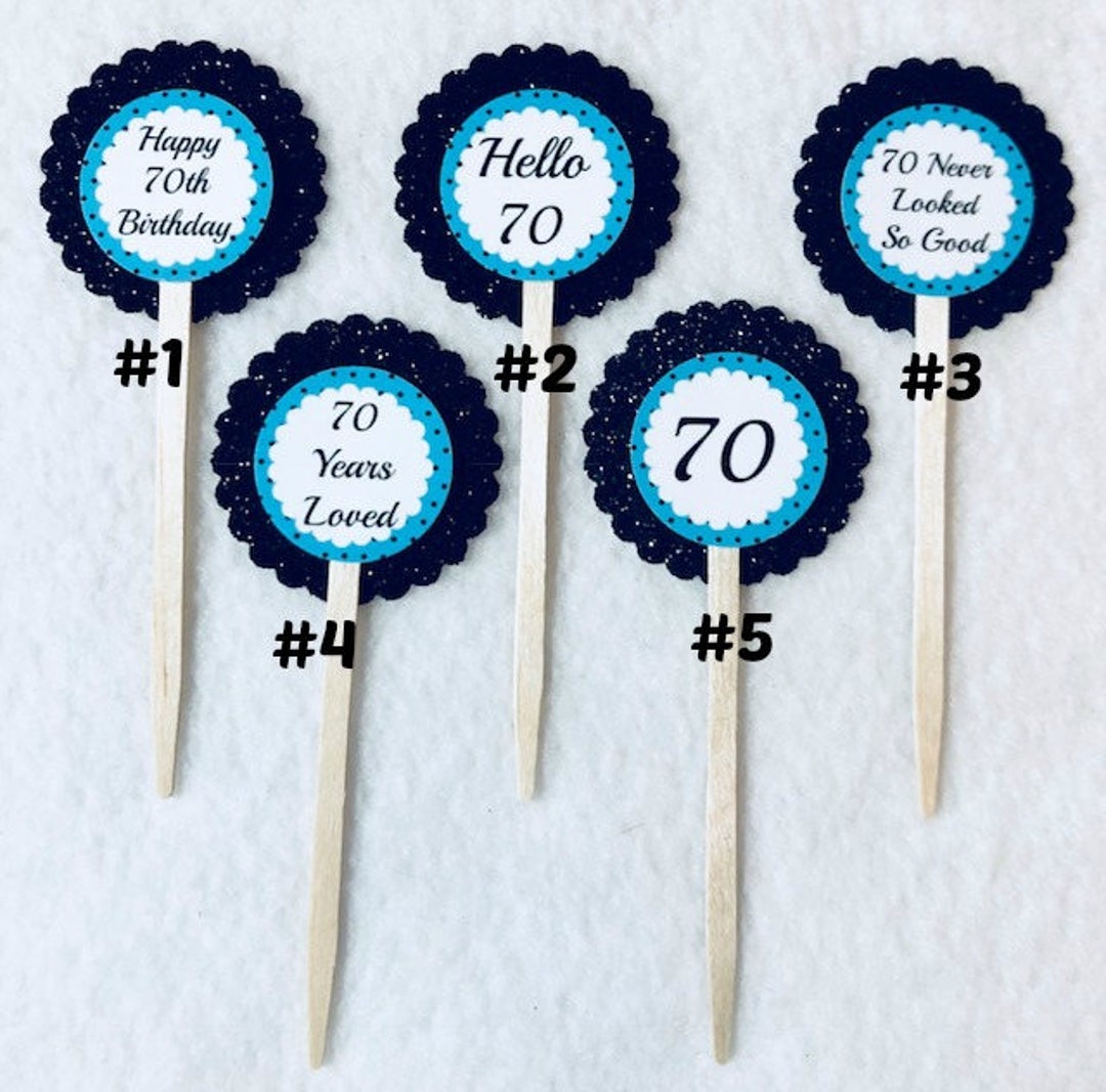 Set of 12 70th Birthday Party Cupcake Toppers your Choice of Any 12 - Etsy