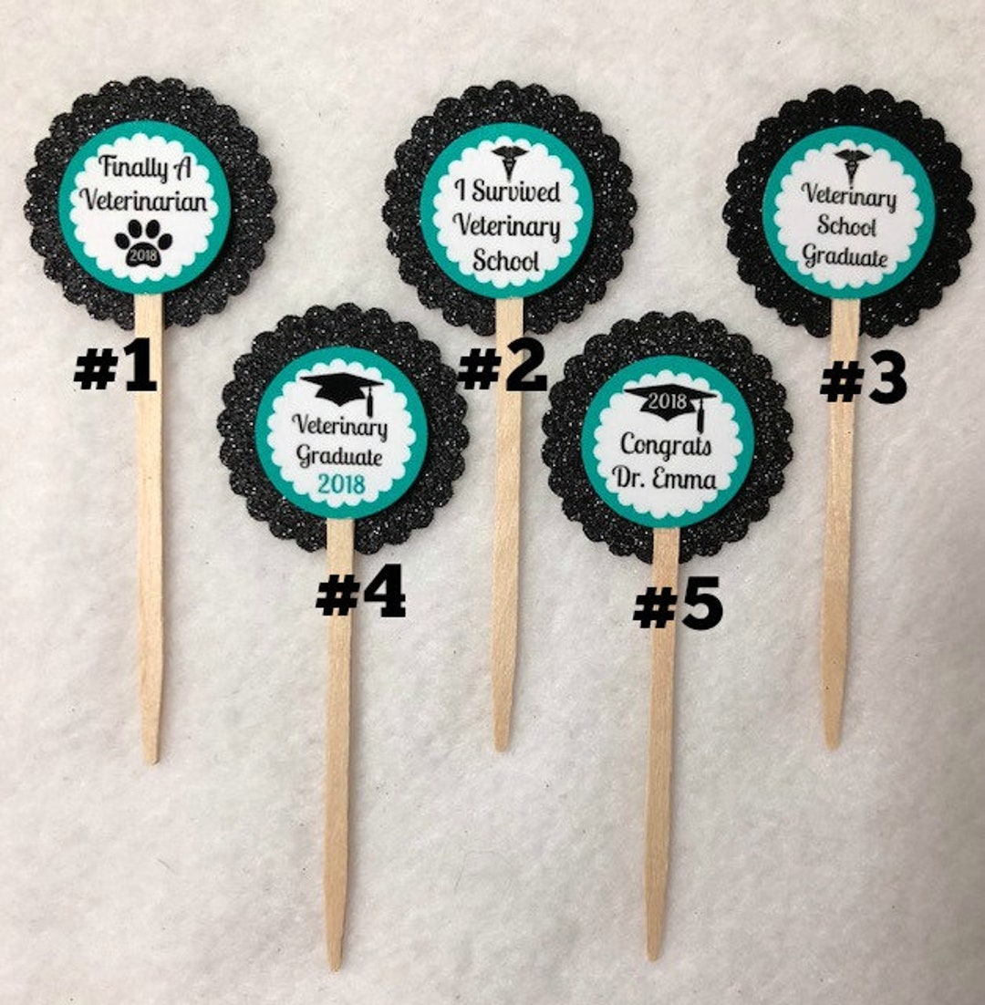 Set of 12 Personalized Veterinary Veterinarian School Graduation ...