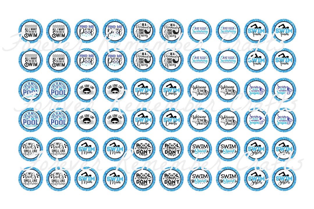 INSTANT DOWNLOAD 12mm Swimming & Pool Sayings Template - Etsy