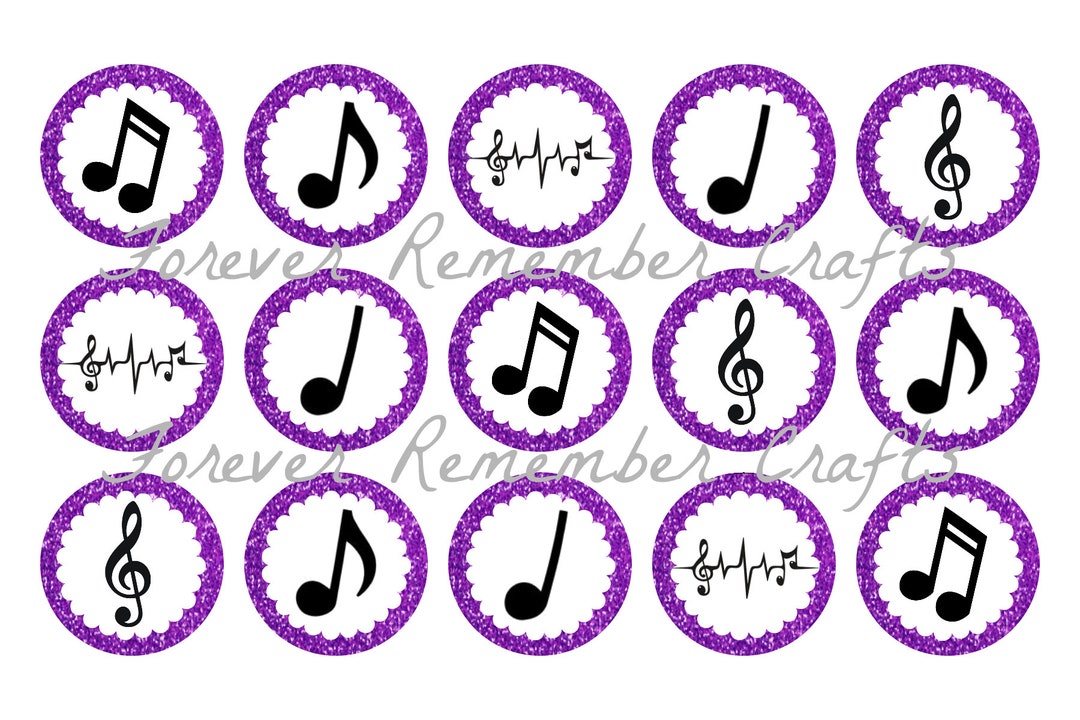 INSTANT DOWNLOAD Music Notes 1 Inch Bottle Cap Image Sheets digital ...