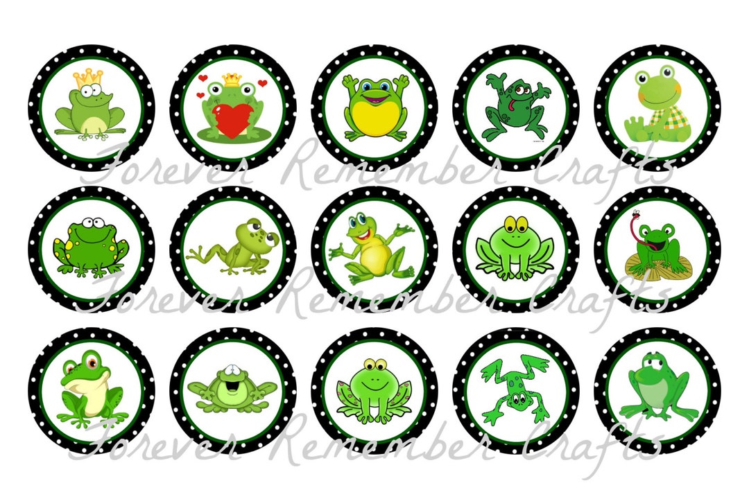 INSTANT DOWNLOAD Frog 1 Inch Bottle Cap Image Sheets digital Image 4x6 ...