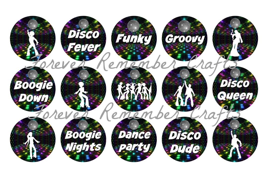 INSTANT DOWNLOAD Personalized Disco Ball Birthday Party 1 Inch - Etsy